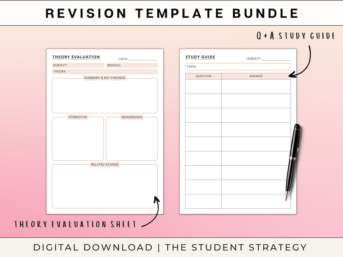 Revision Template Bundle | Printable Revision Sheets for Students ...