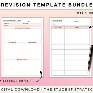 Revision Template Bundle | Printable Revision Sheets for Students ...