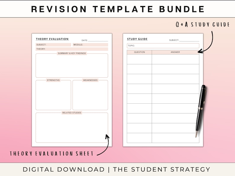 Revision Template Bundle | Printable Revision Sheets for Students ...