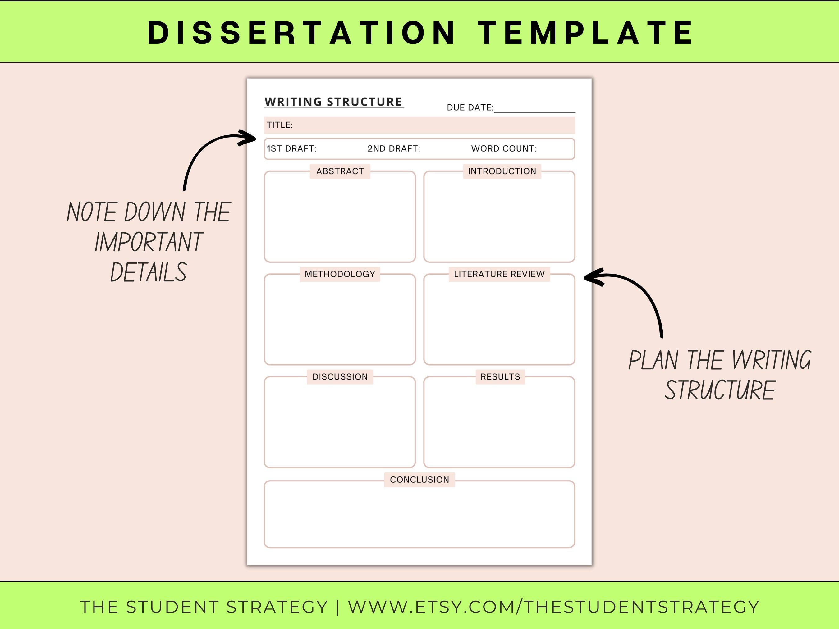 Simple Dissertation Writing Template | Dissertation Planner for ...