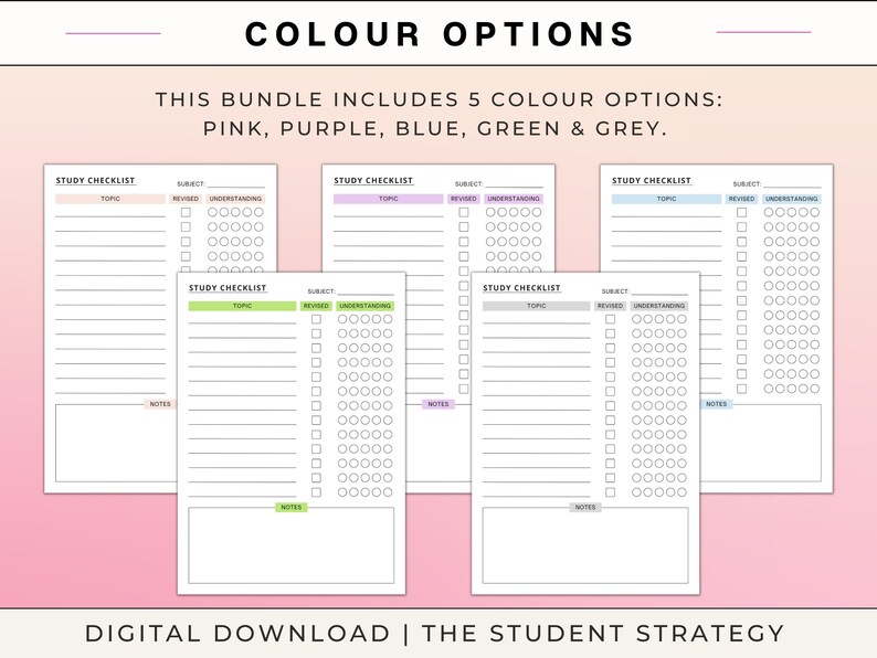 Simple Study Checklist for Students | Printable Revision Checklist ...