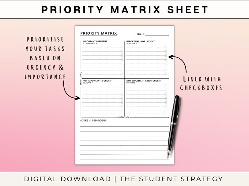 Eisenhower Matrix | Task Priority Matrix Template | Printable Priority ...