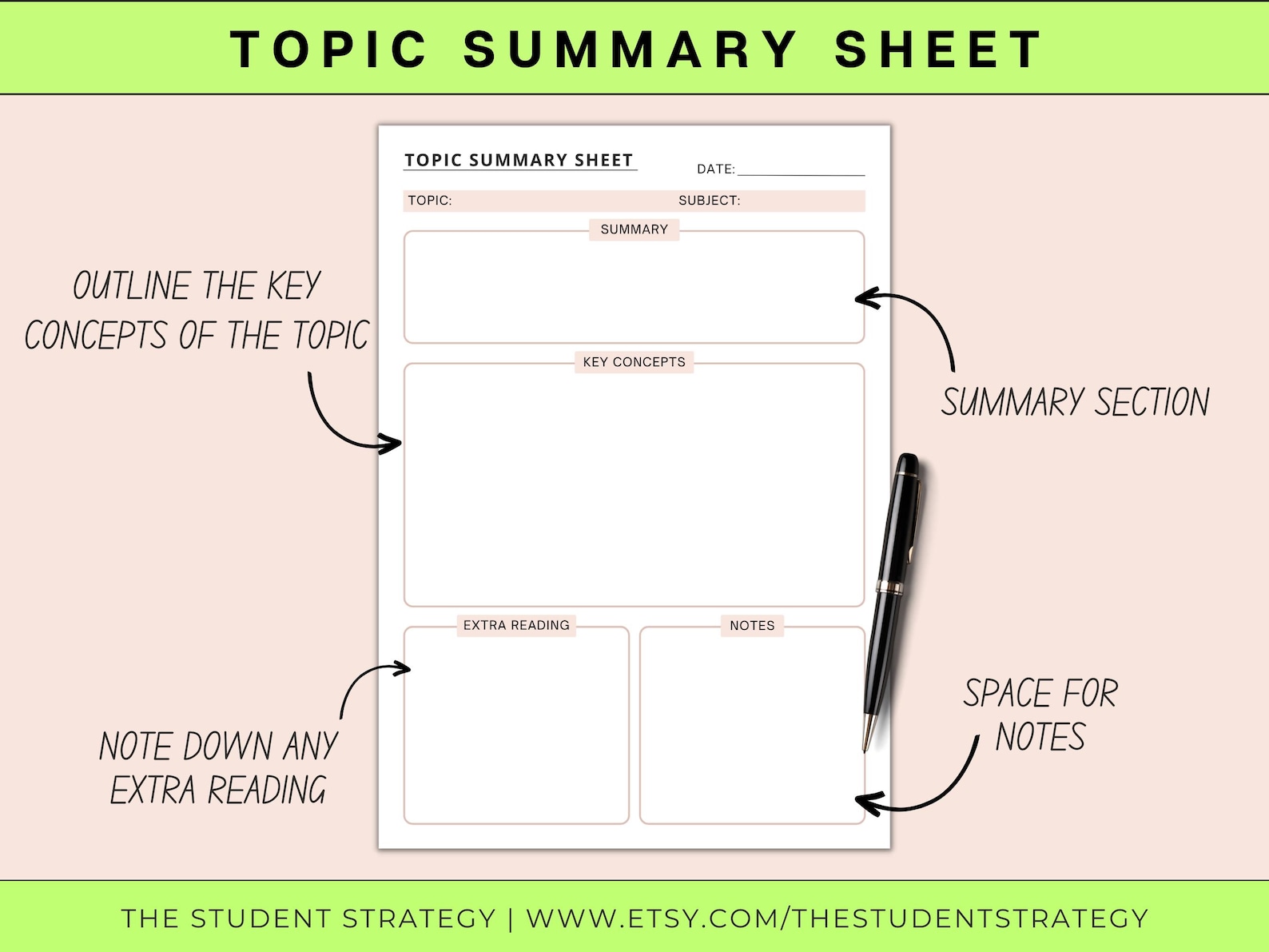 Simple Topic Summary & Note-taking Template | Printable Revision Sheet ...