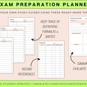 Student Exam Prep Planner | Printable Exam Study Template | College ...