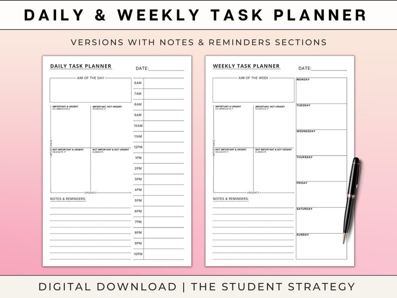 Task Priority Matrix Bundle | Eisenhower Matrix | Daily & Weekly ...