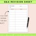 Simple Study Guide Revision Sheet | Printable Q+A Revision Template for ...