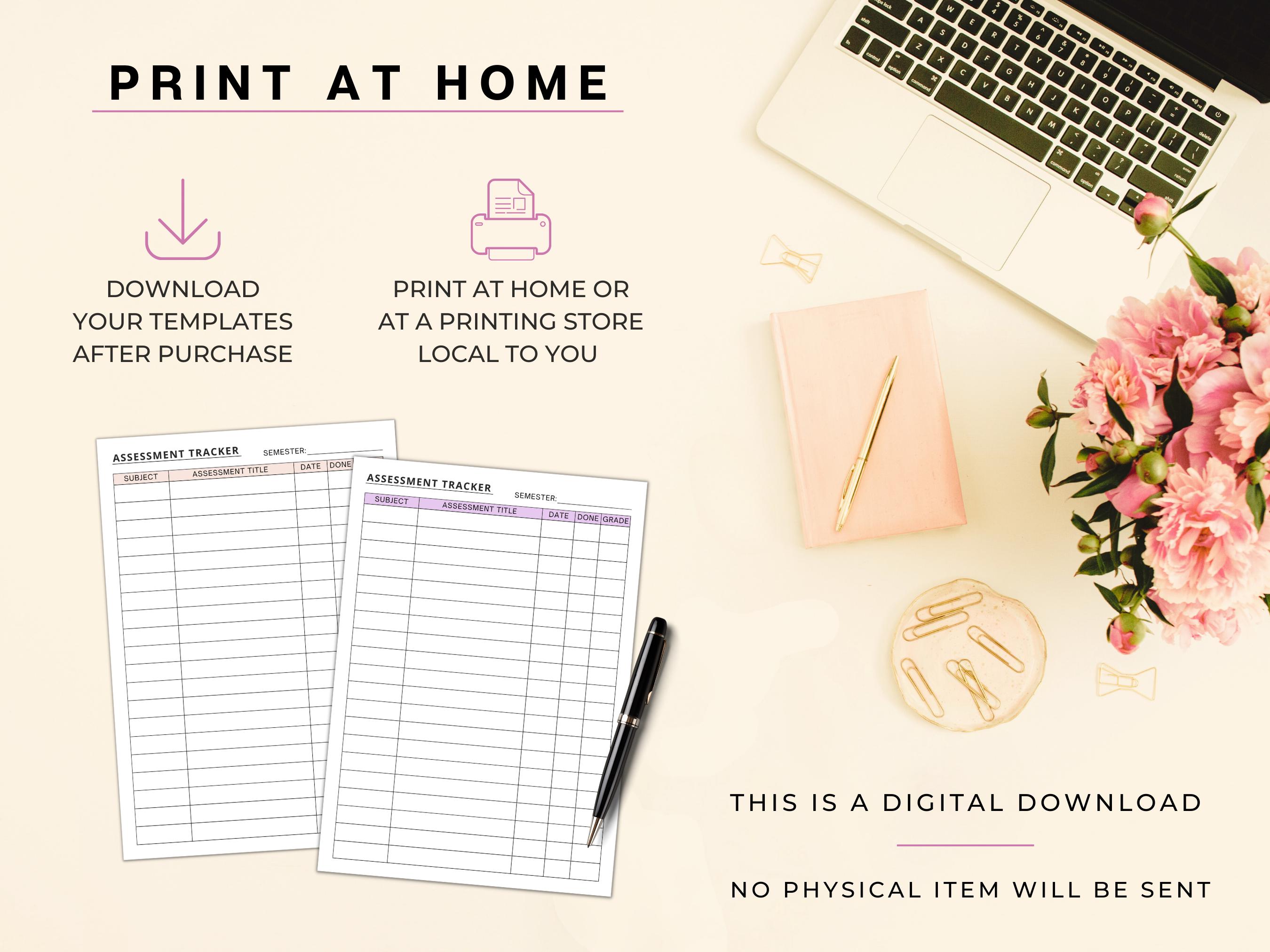 Simple Assessment Tracker Sheet | Printable Exam Schedule for Students ...