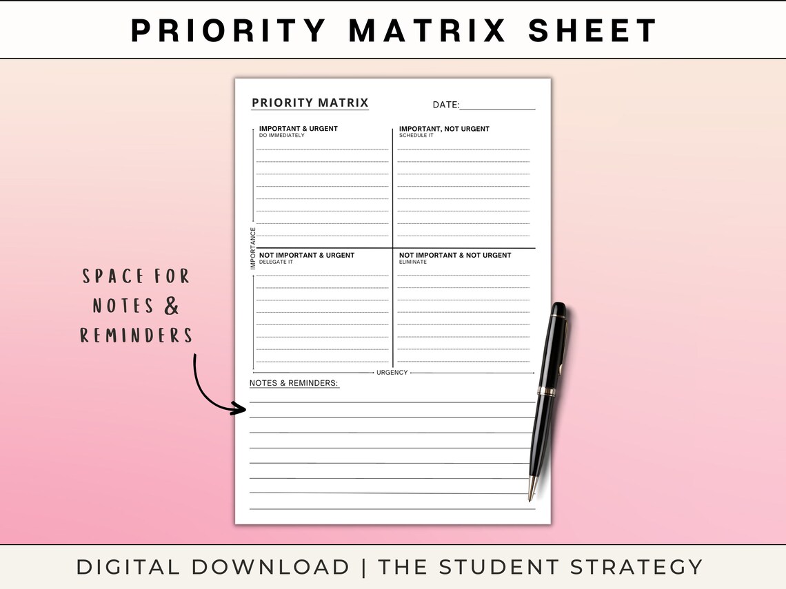 Eisenhower Matrix | Task Priority Matrix Template | Printable Priority ...