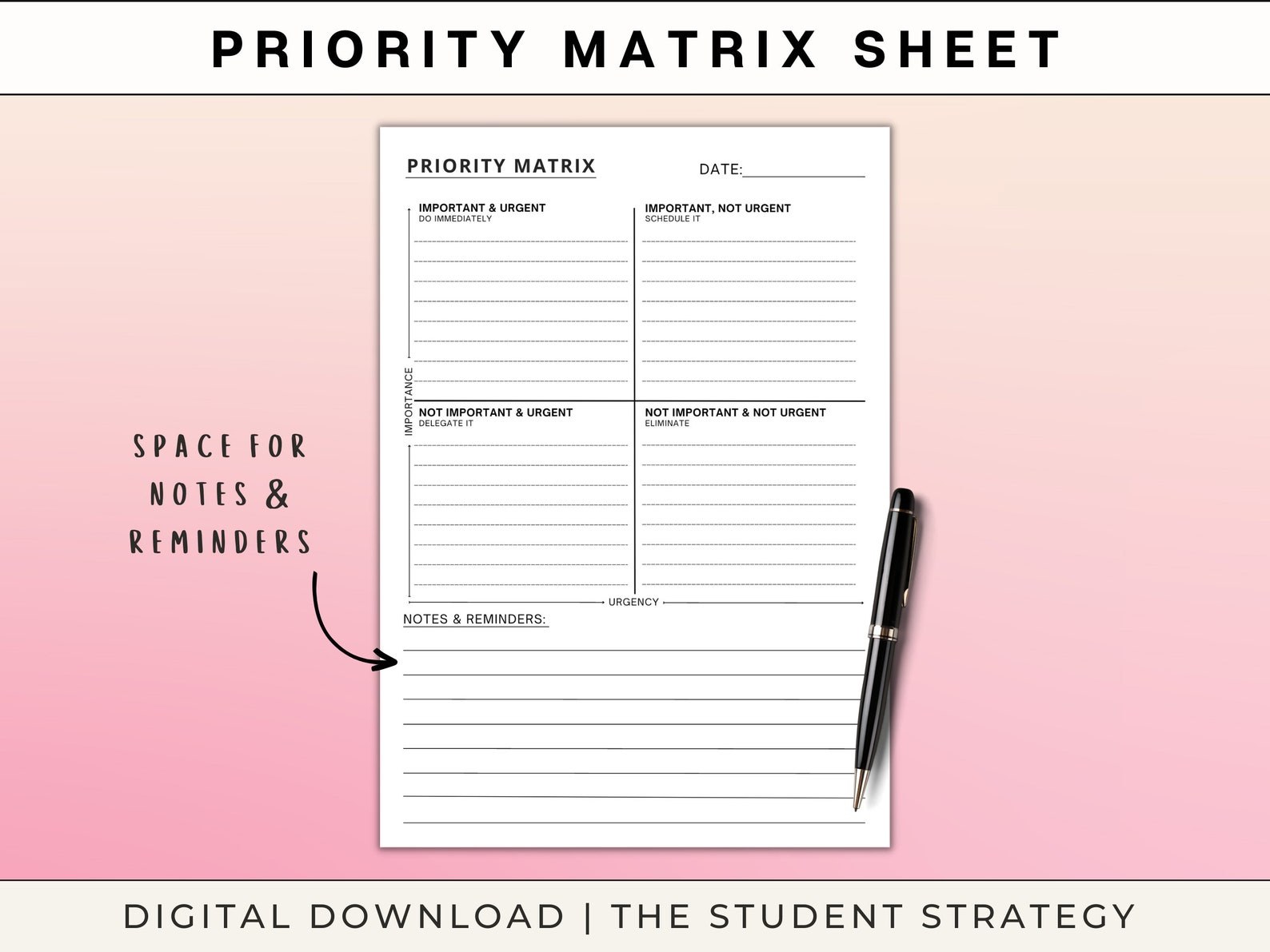 Eisenhower Matrix | Task Priority Matrix Template | Printable Priority ...