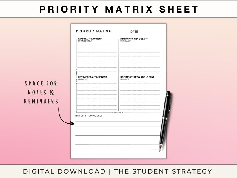 Eisenhower Matrix | Task Priority Matrix Template | Printable Priority ...