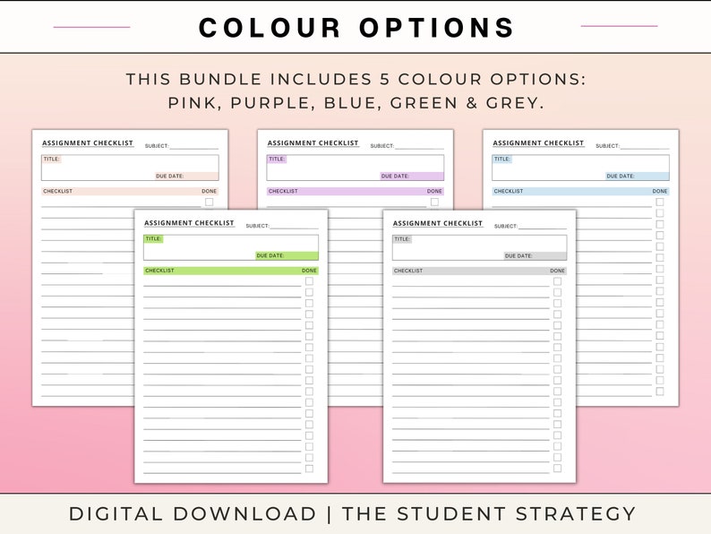 Simple Assignment Checklist for Students | Printable Assignment Planner ...