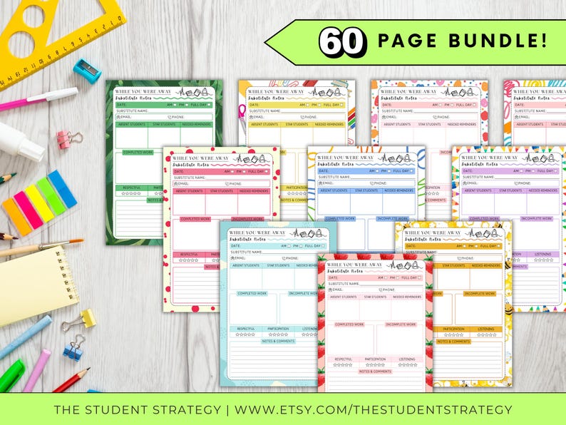 While You Were Away Substitute Teacher Notes | Printable Substitute ...