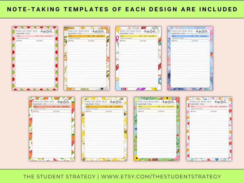 While You Were Away Substitute Teacher Notes | Substitute Teacher ...