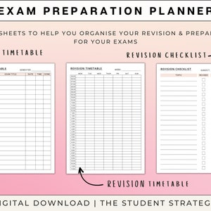 Simple Exam Prep Planner | Printable Exam Study Template | Revision ...