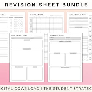 Revision Sheet Bundle | Revision Timetable & Checklist | Study Session ...