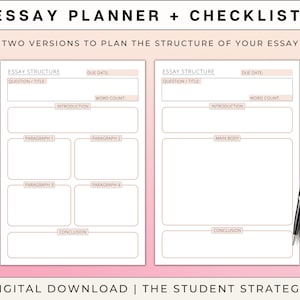 Simple Essay Planner & Checklist | Printable Essay Writing Template for ...