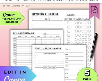 Revision Template Bundle | Printable Revision Sheets for Students ...