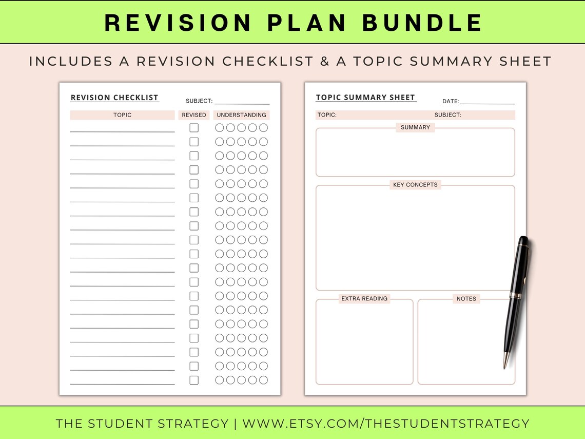 Revision Plan Bundle for Students | Revision Timetable & Checklist ...