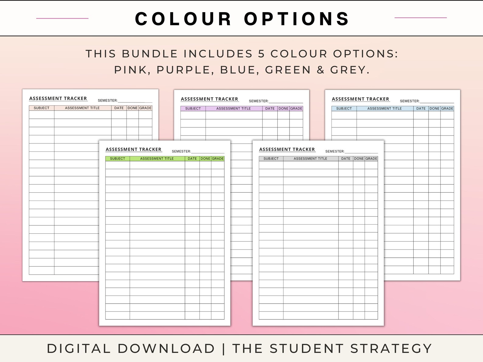 Simple Assessment Tracker Sheet | Printable Exam Schedule for Students ...