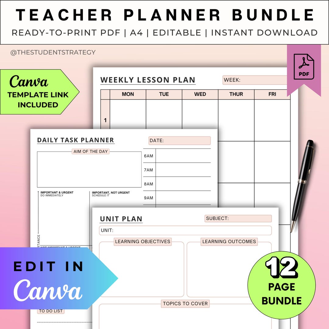 Teacher Planner Bundle | Printable Lesson Plan Templates | Daily ...