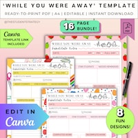 Substitute Teacher Note Template Editable, While You Were Away ...