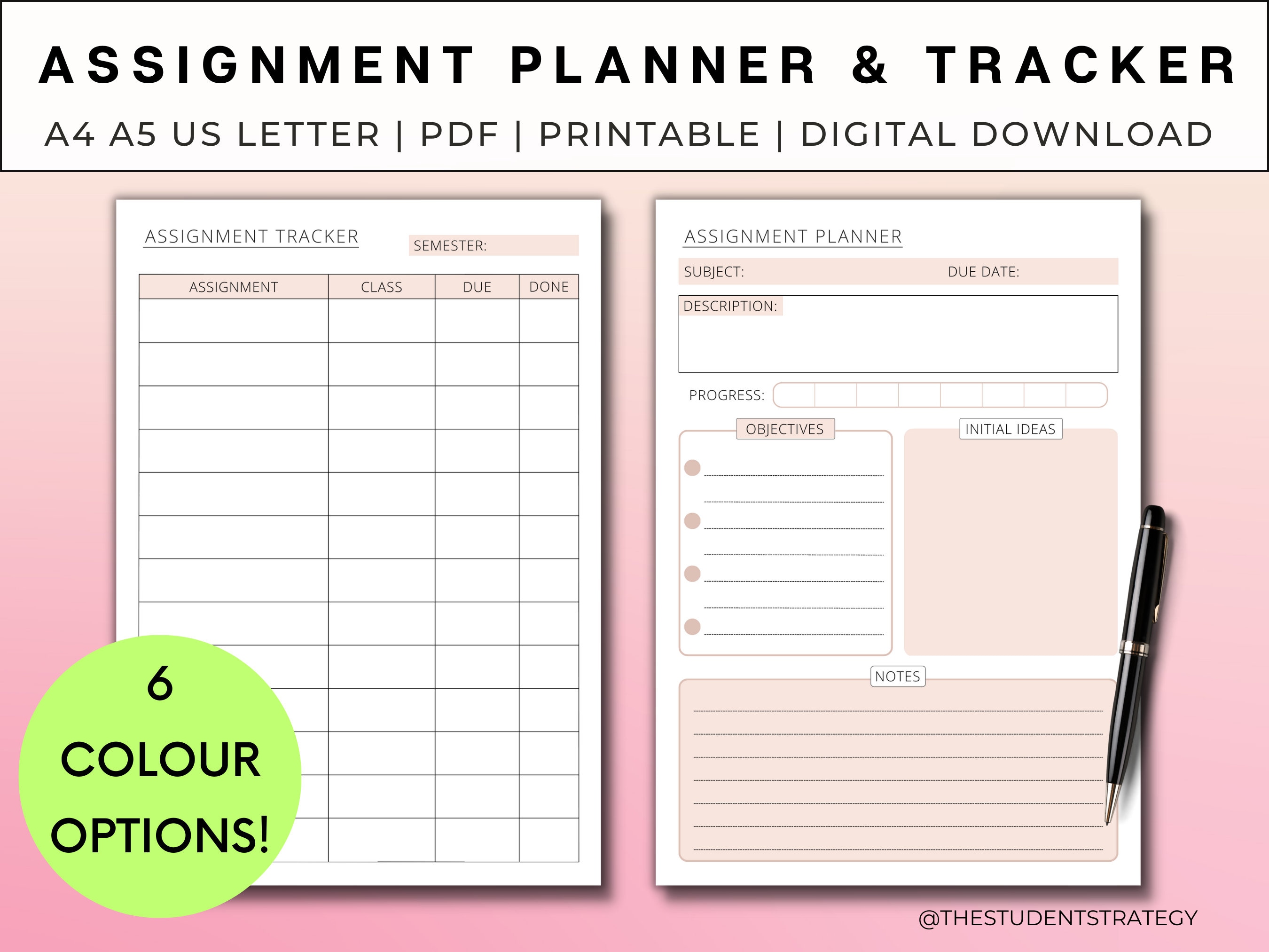 Assignment Planner & Assignment Tracker Templates Set Printable ...
