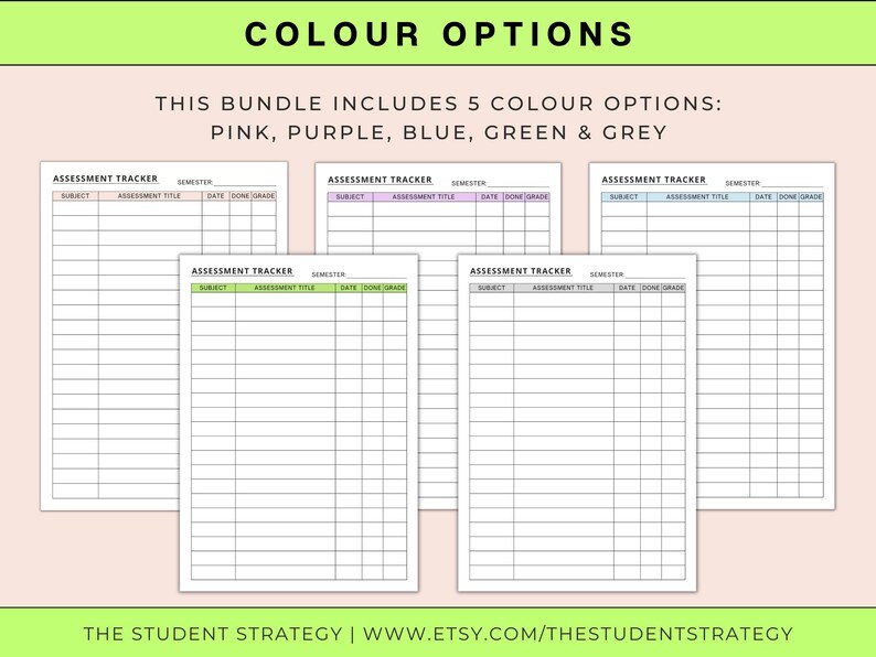 Simple Assessment Tracker Sheet | Printable Exam Schedule for Students ...