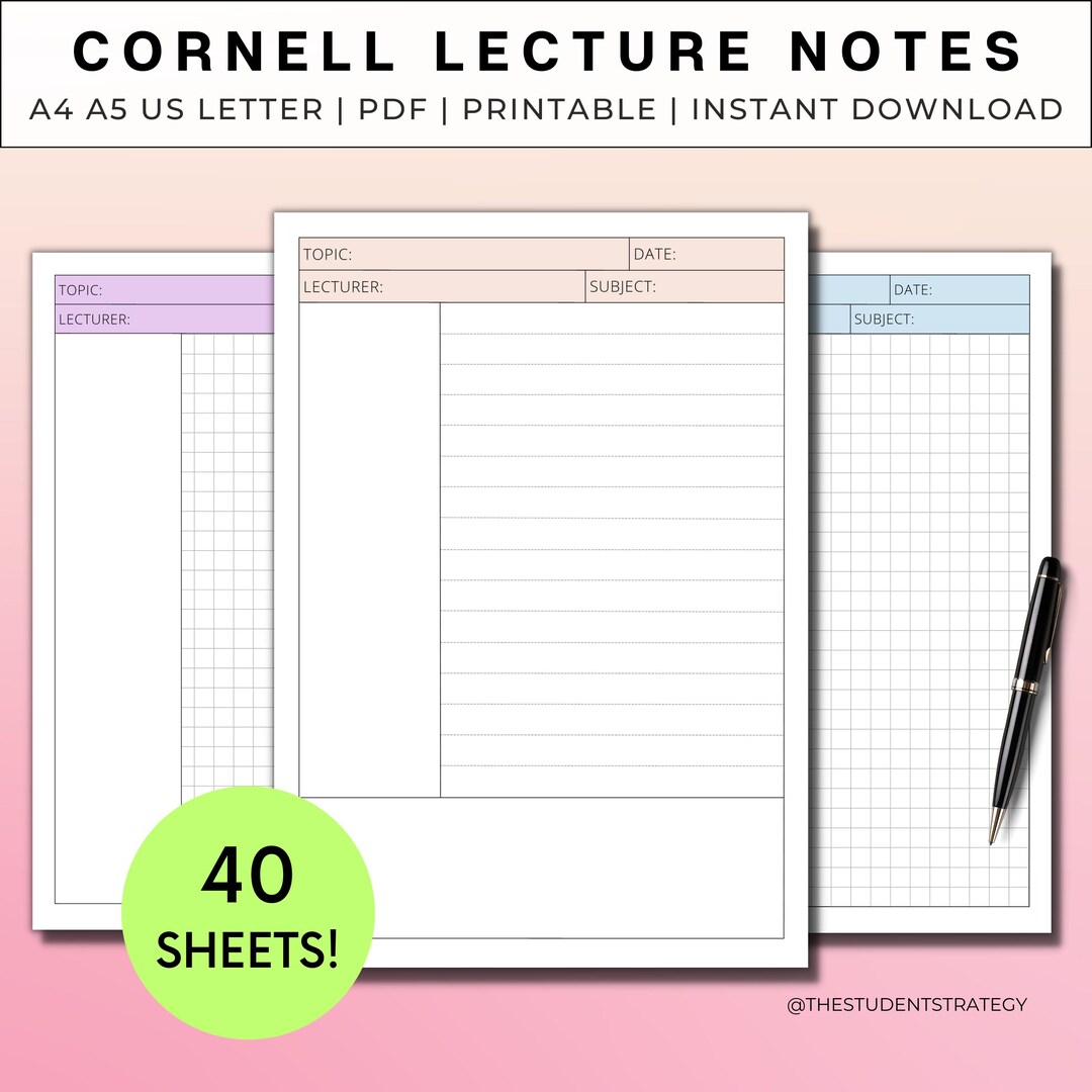 Cornell Notes Template | Lecture Notes | Cornell Method | Dot Grid ...