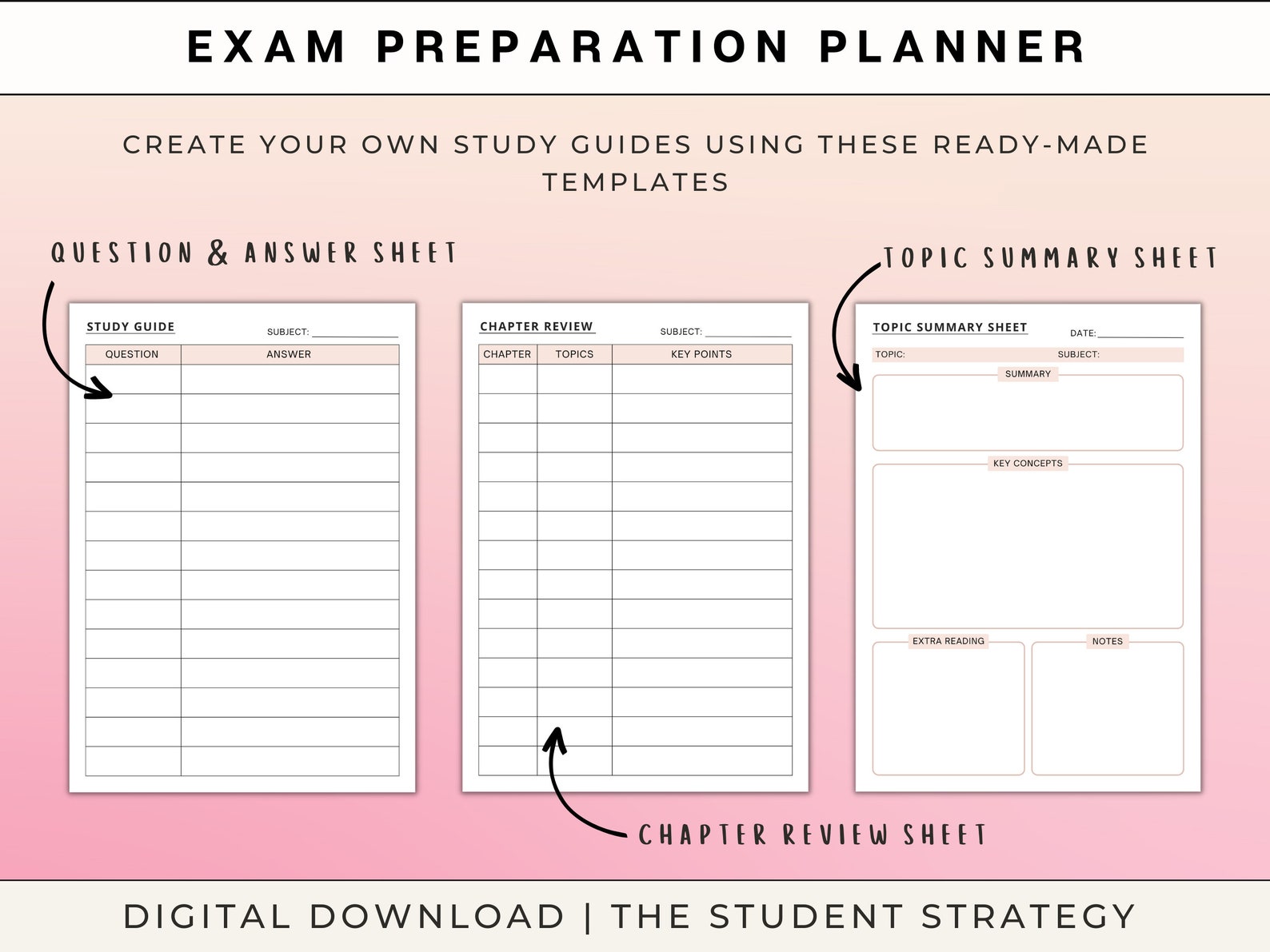Student Exam Prep Planner | Printable Exam Study Template | College ...