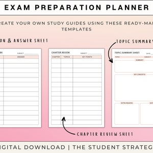 Student Exam Prep Planner | Printable Exam Study Template | College ...