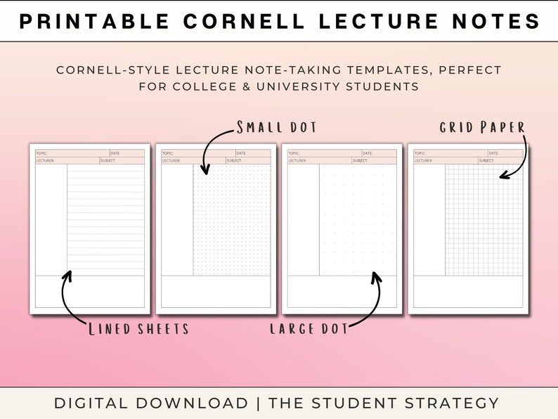 Cornell Notes Template | Lecture Notes | Cornell Method | Dot Grid ...