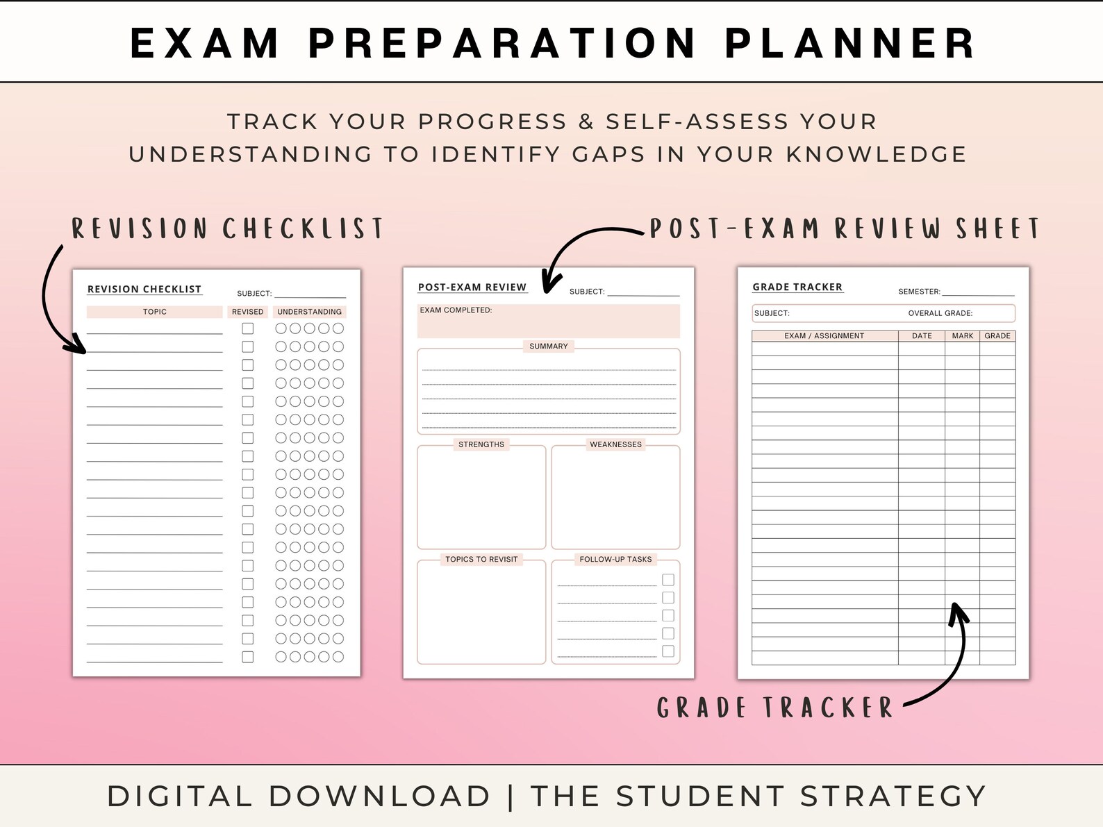 Student Exam Prep Planner | Printable Exam Study Template | College ...