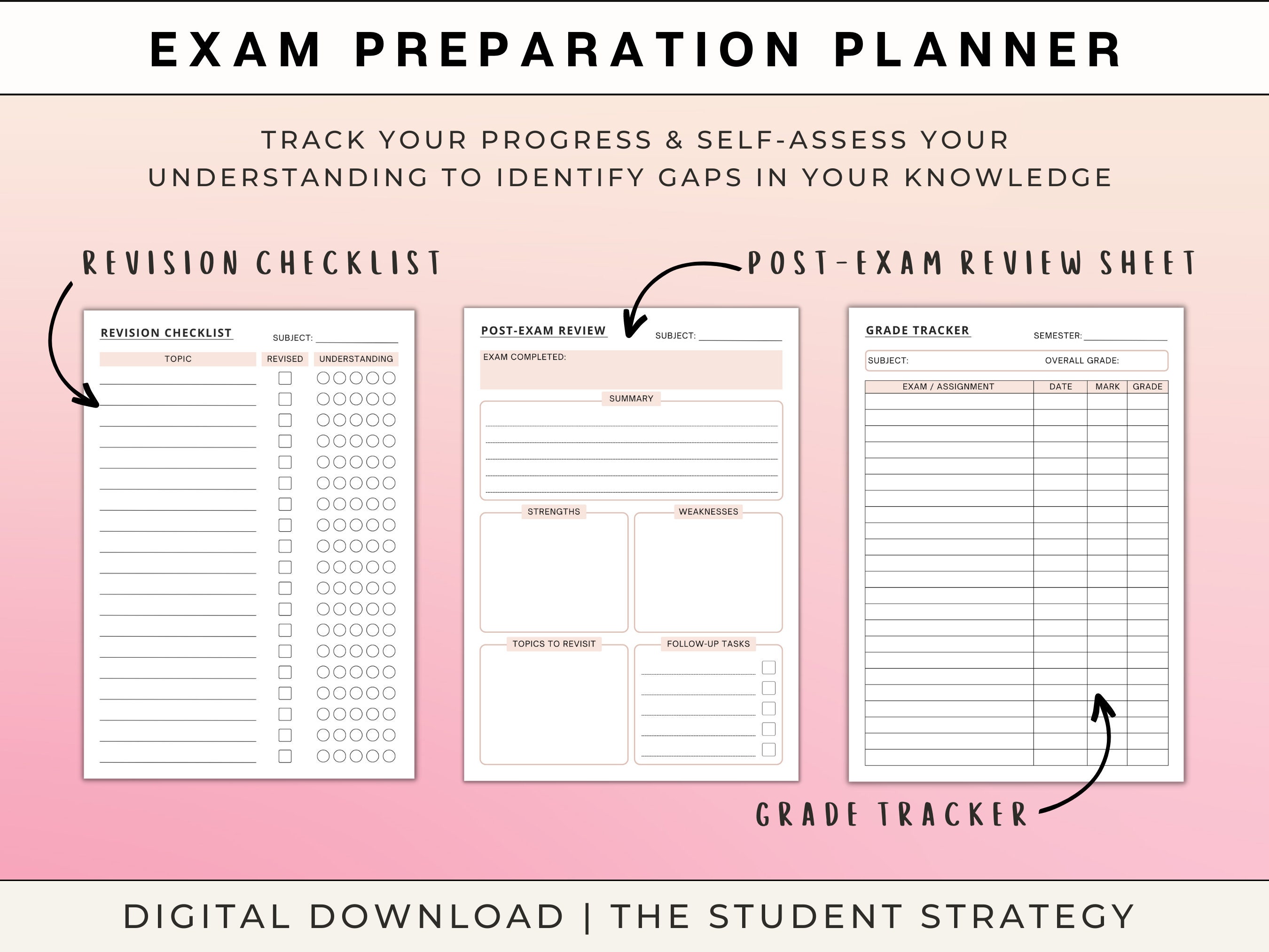 Student Exam Prep Planner | Printable Exam Study Template | College ...