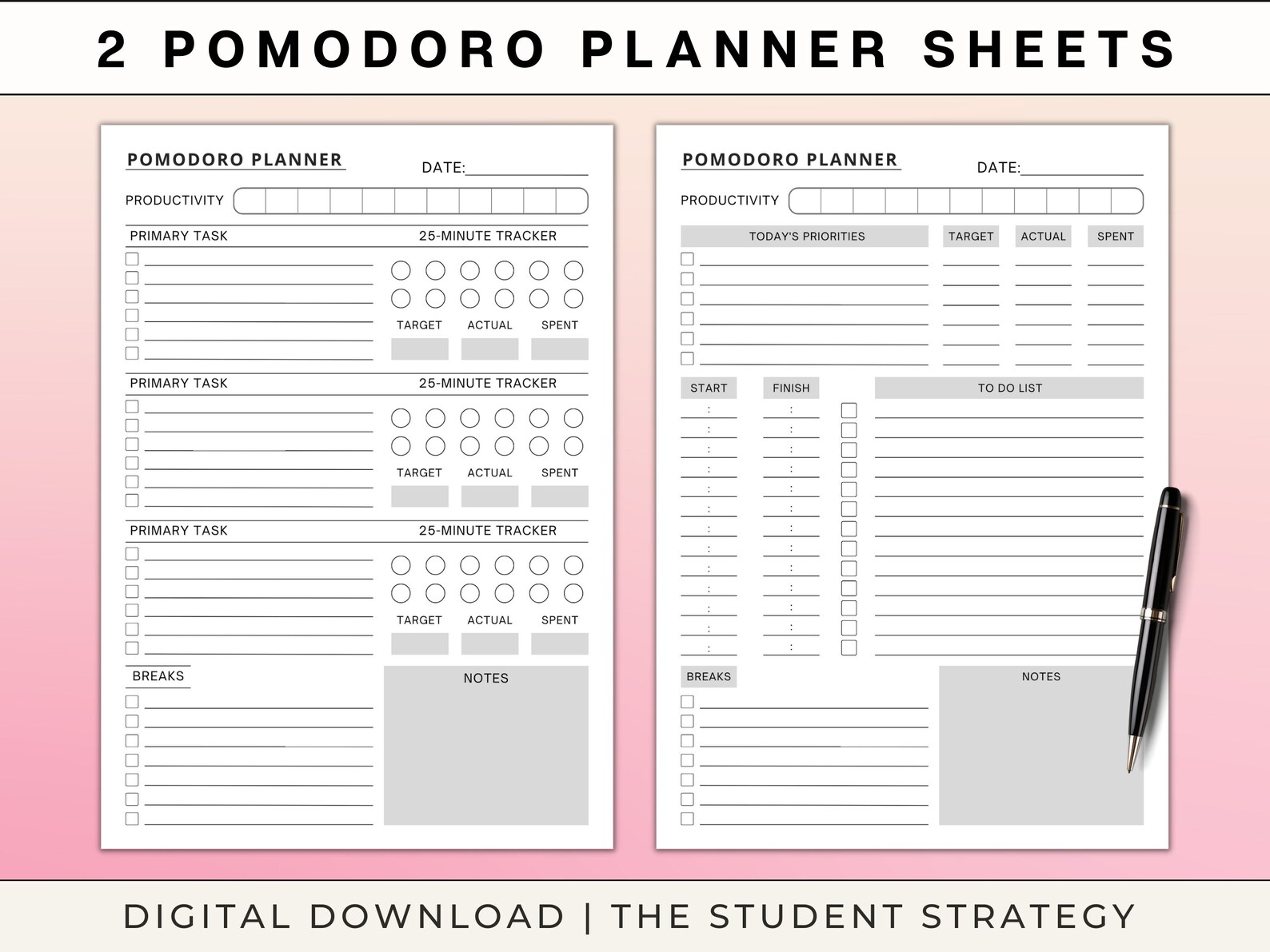 Productivity Planner for Students Revision Timetable Eisenhower Matrix ...