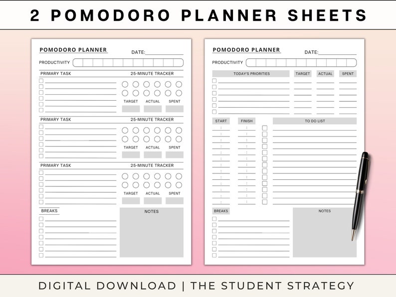 Productivity Planner for Students Revision Timetable Eisenhower Matrix ...