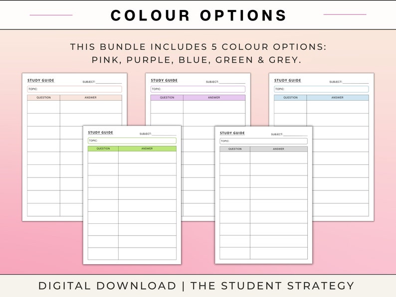 Simple Study Guide Revision Sheet | Printable Q+A Revision Template for ...