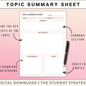 Simple Topic Summary Revision Sheet | Revision Plan Study Template ...