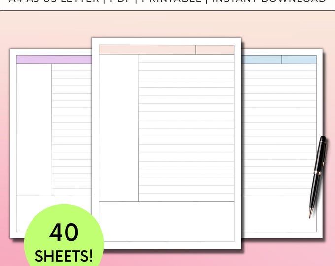 Student Note Taking Template Printable Pack | A4, A5 and Letter ...