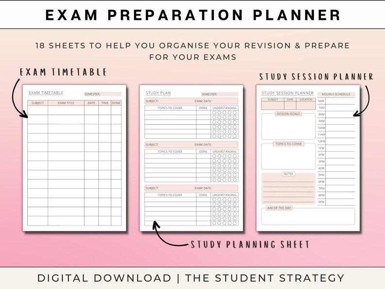 Student Exam Prep Planner Printable Exam Study Template - Etsy UK