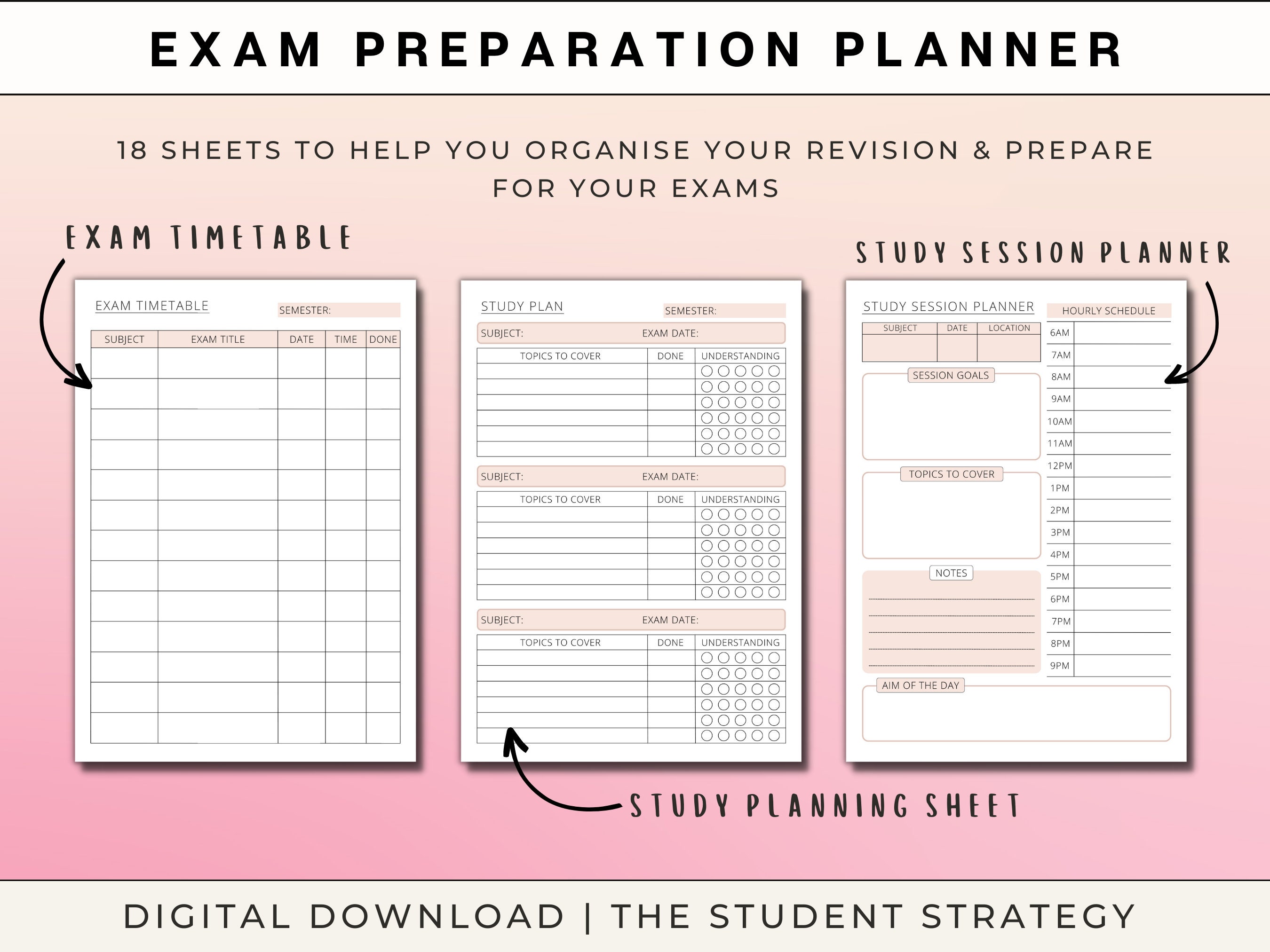Student Exam Prep Planner Printable Exam Study Template - Etsy UK