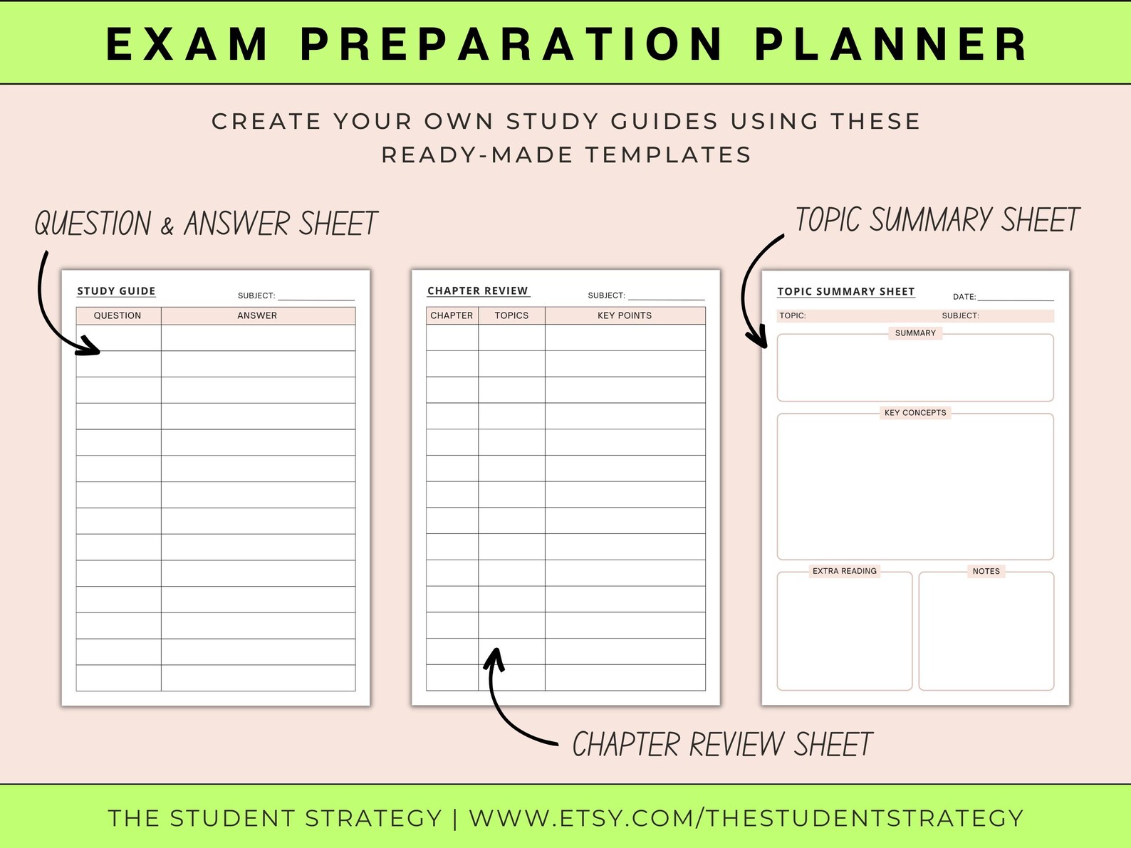 Student Exam Prep Planner | Printable Exam Study Template | College ...