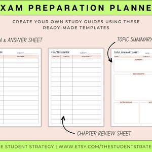 Student Exam Prep Planner | Printable Exam Study Template | College ...