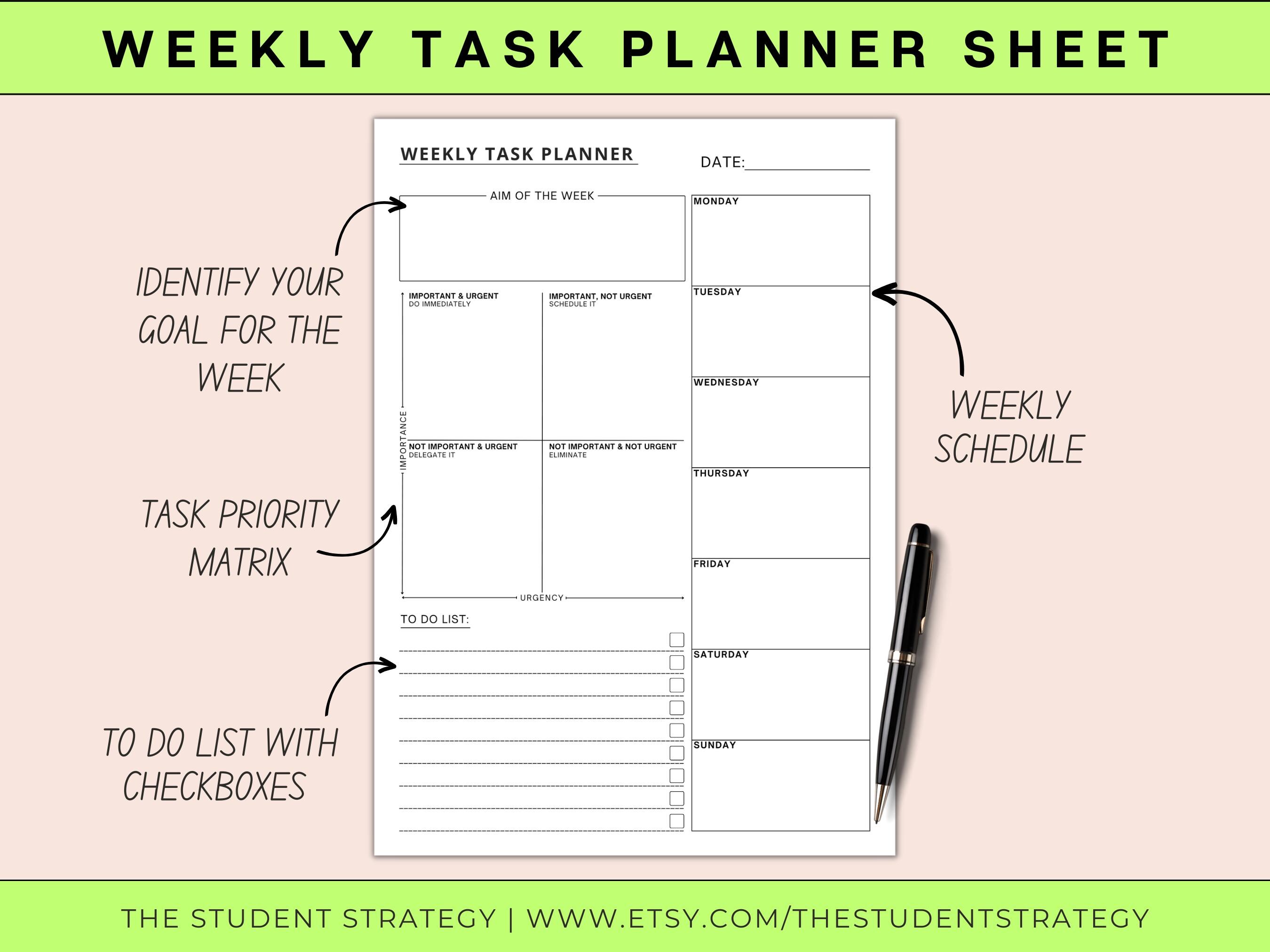 Task Priority Matrix Set | Daily & Weekly Priority Planner | Eisenhower ...