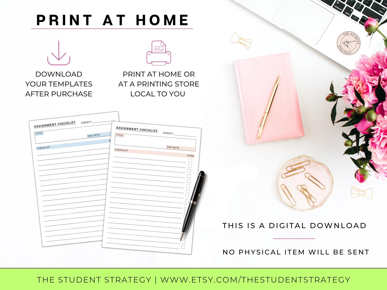 Simple Assignment Checklist for Students | Printable Assignment Planner ...