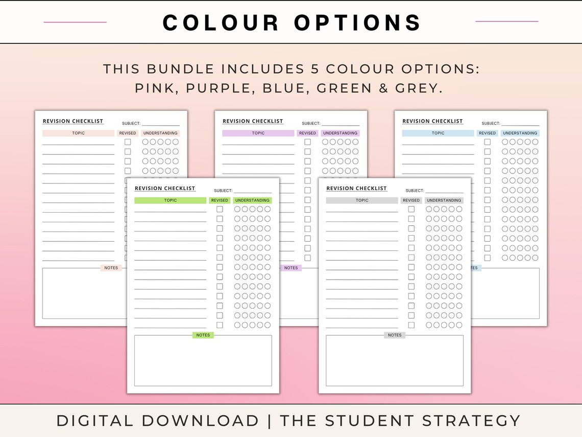 Simple Revision Checklist Printable Student Revision Plan Exam Prep A4 ...