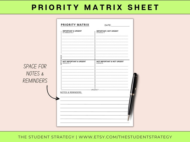 Eisenhower Matrix | Task Priority Matrix Template | Printable Priority ...
