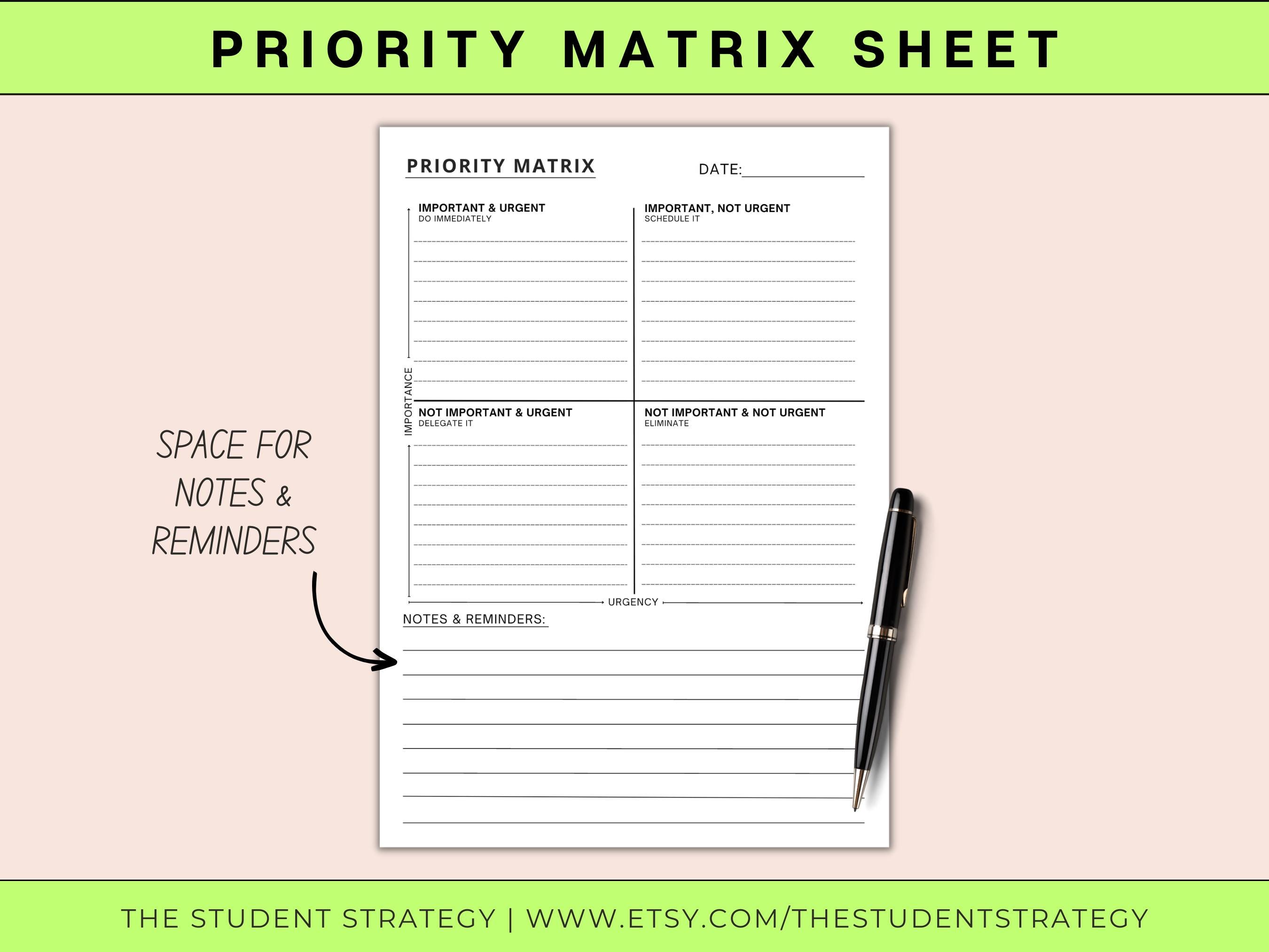 Eisenhower Matrix | Task Priority Matrix Template | Printable Priority ...