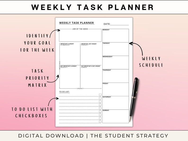 Task Priority Matrix Set | Daily & Weekly Priority Planner | Eisenhower ...
