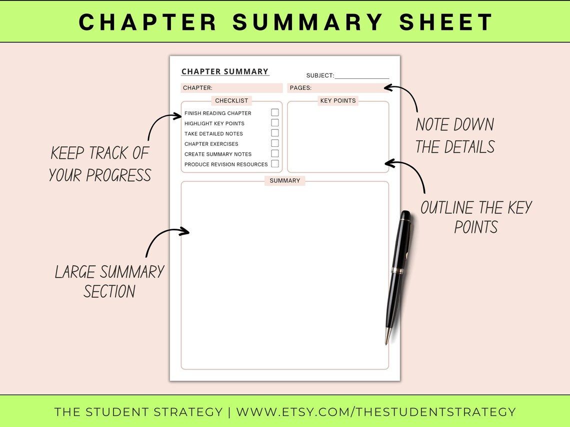 Summary Template Bundle for Students | Revision Sheets | Chapter ...