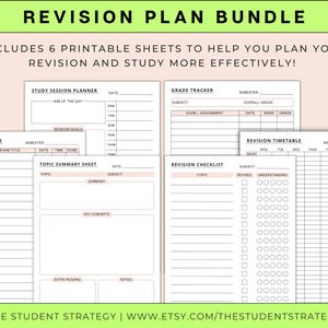 Revision Plan Bundle for Students | Revision Timetable & Checklist ...